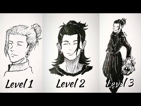 How to Draw Suguru Geto | JujutsuKaisen in different levels | Easy ...