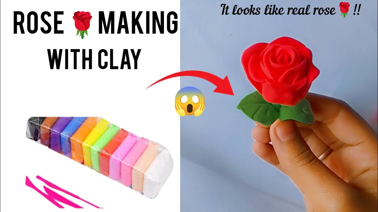 How to make a rose🌹 with clay step by step | Diy clay rose🌹| Clay art ...