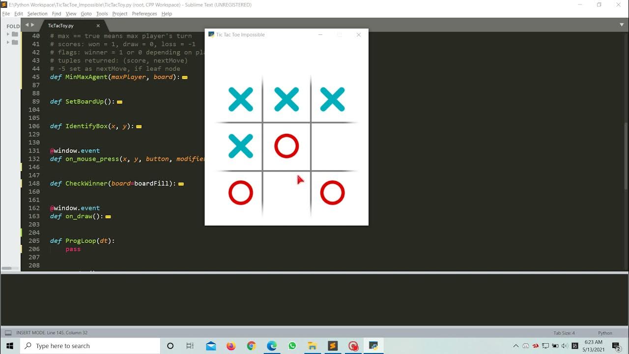 TicTacToe using MiniMax | Impossible to beat | Python - YouTube