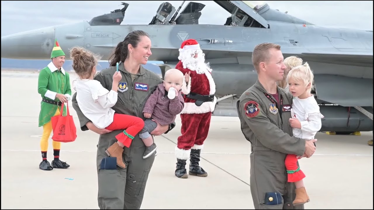 Santa Claus delivers holiday cheer on Edwards Air Force Base with an F ...