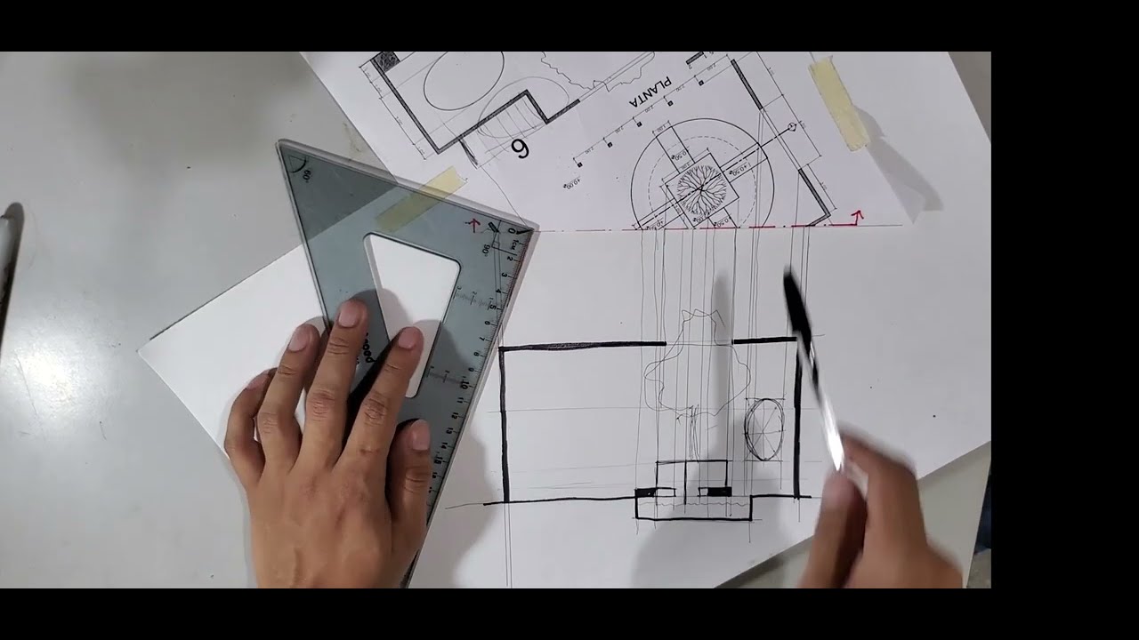 Dibujar corte arquitectónico en diagonal a partir de un plano - YouTube