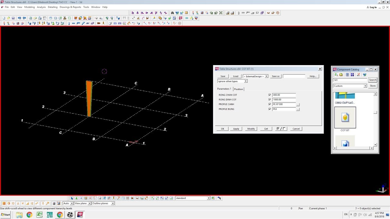 Tekla Structures Custom Component Cột Giữa - YouTube