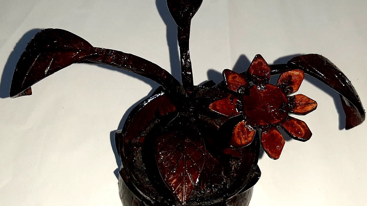 Coconut shell craft work #Coconut Shell flower - YouTube