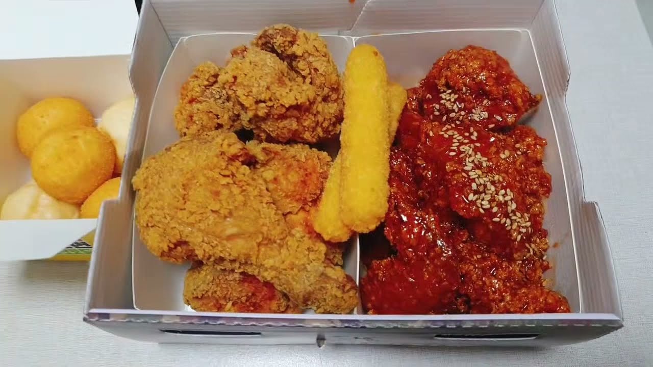 [식기록] 티바두마리치킨, 후라이드 & 양념!! / tiba chicken - YouTube