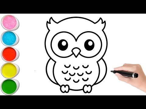 Çocuklar İçin Kolay Sevimli Baykuş Resmi Çizim Ve Boyama Videosu, Sevimli Resim Çizim Ve Boyamalar