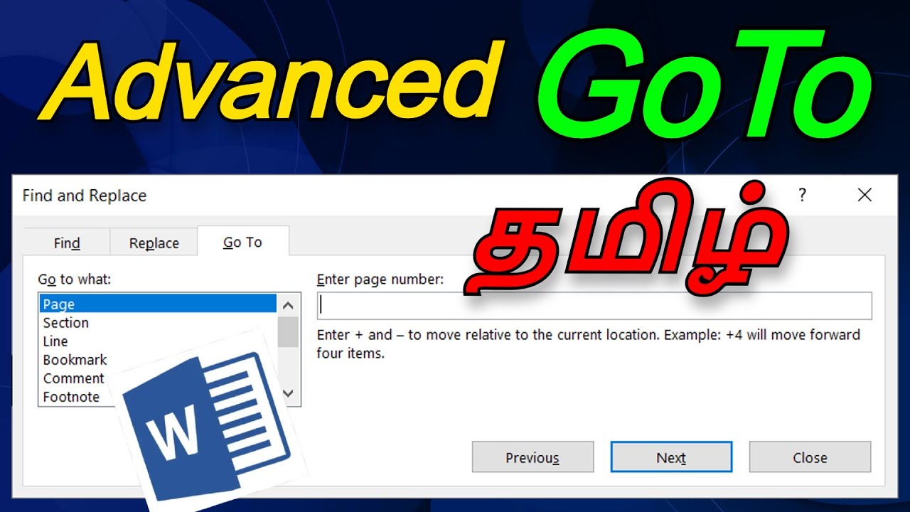 Advanced Go To In MS Word Explained In Tamil YouTube Advanced Go To In MS Word Explained In Tamil YouTube
