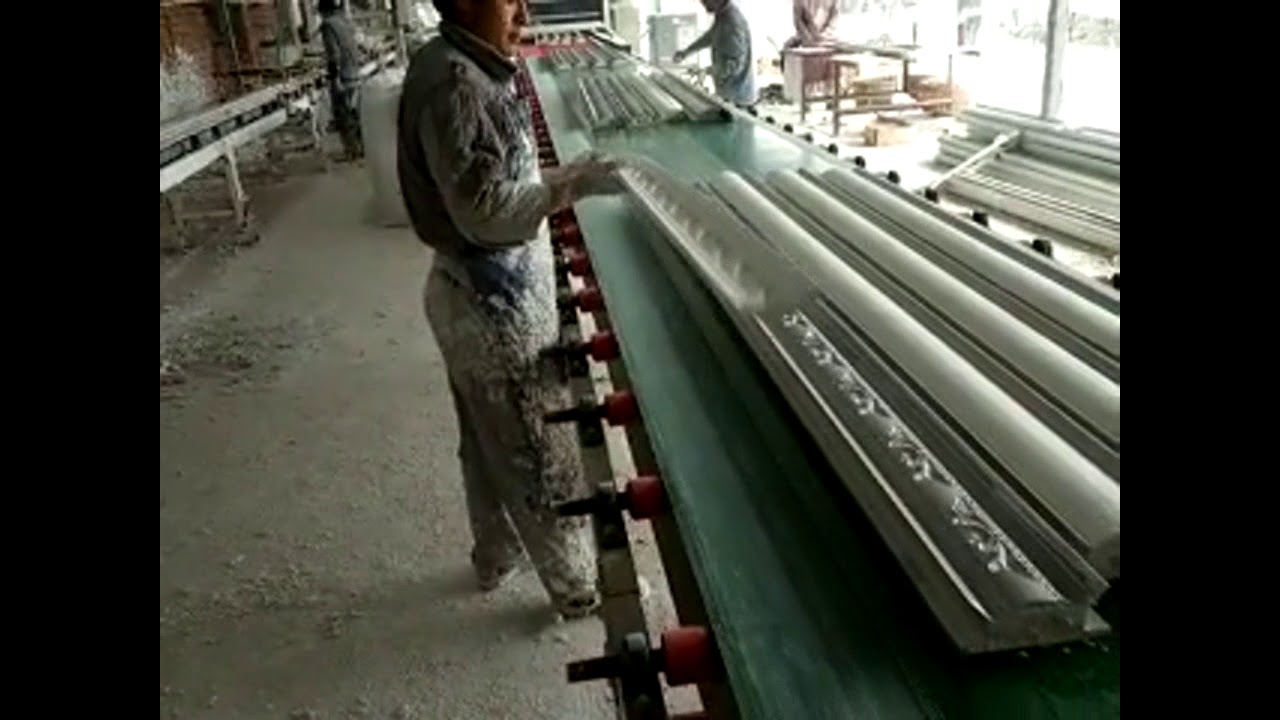 automatic gypsum cornice making machine - YouTube