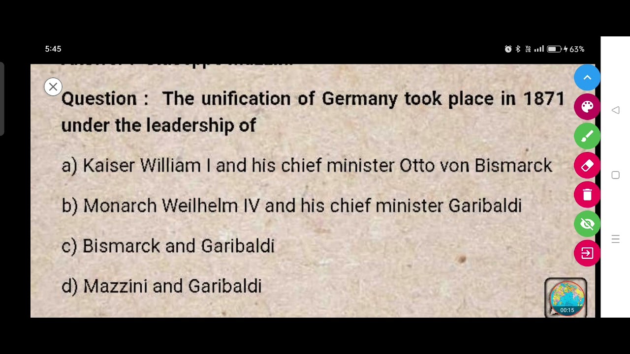 The unification of Germany took place in 1871 under the leadership of ...