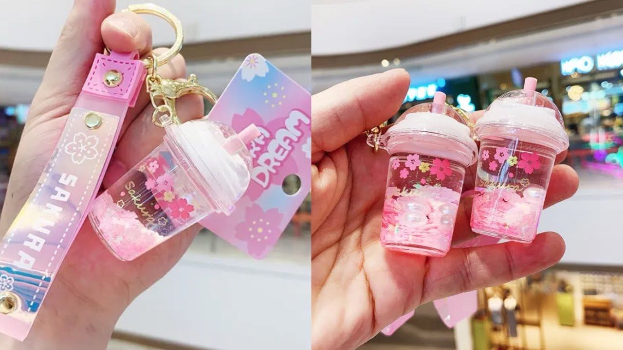 DIY handmade liquid keychain/ diy boba tea keychain/ School supplies ...