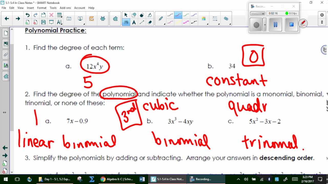 Polynomials Notes - Algebra II - YouTube