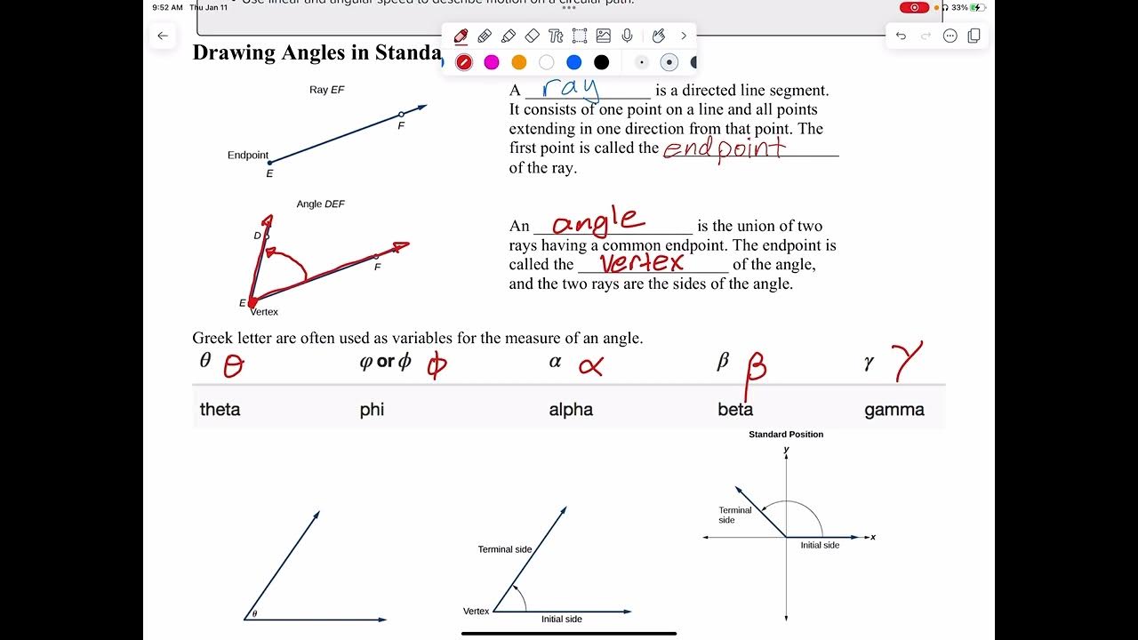 PreCalculus II - Unit 5 - Angles - Drawing Angles in Standard Position - YouTube