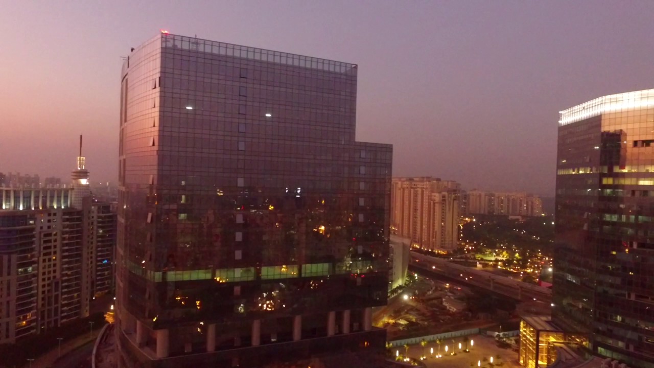 Aerial Stock footage India Gurgaon Sunset - YouTube