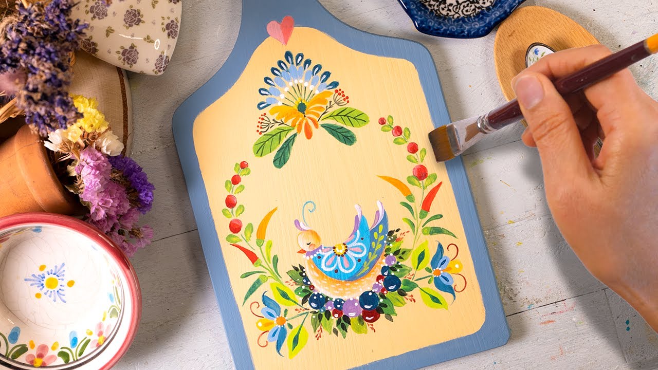 Scandinavian Folk Art / Swedish Folk Art / Cutting Board / Acrylic ...