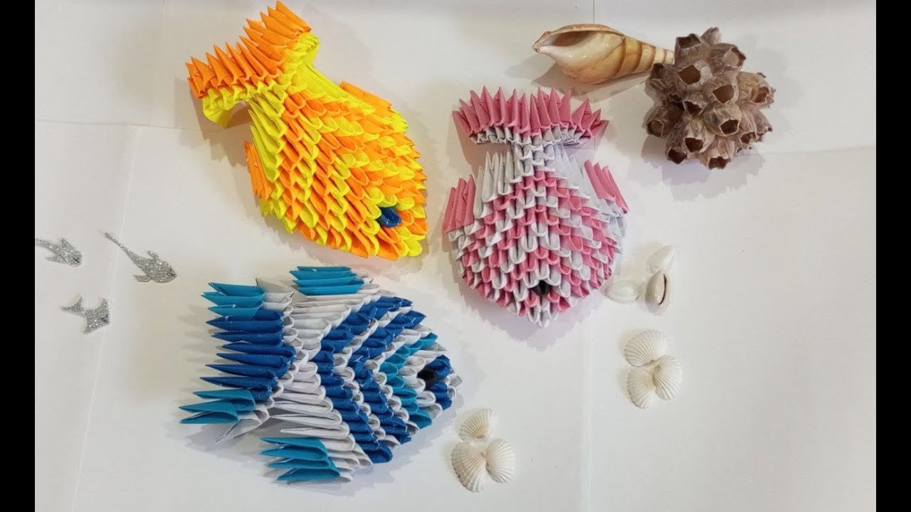 3D origami a pretty fish | How to make a modular paper fish | tutorial ...