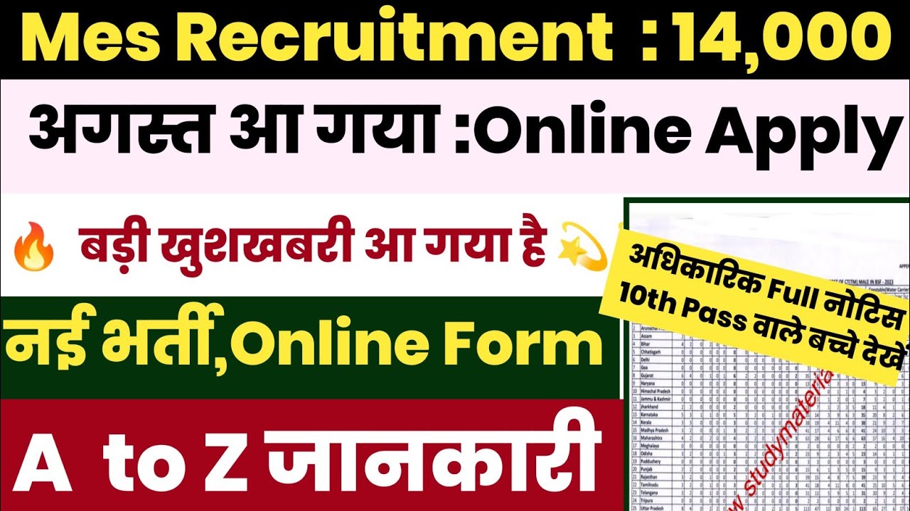 mes online form 2023,mes online apply date,mes full notification आएगा ...