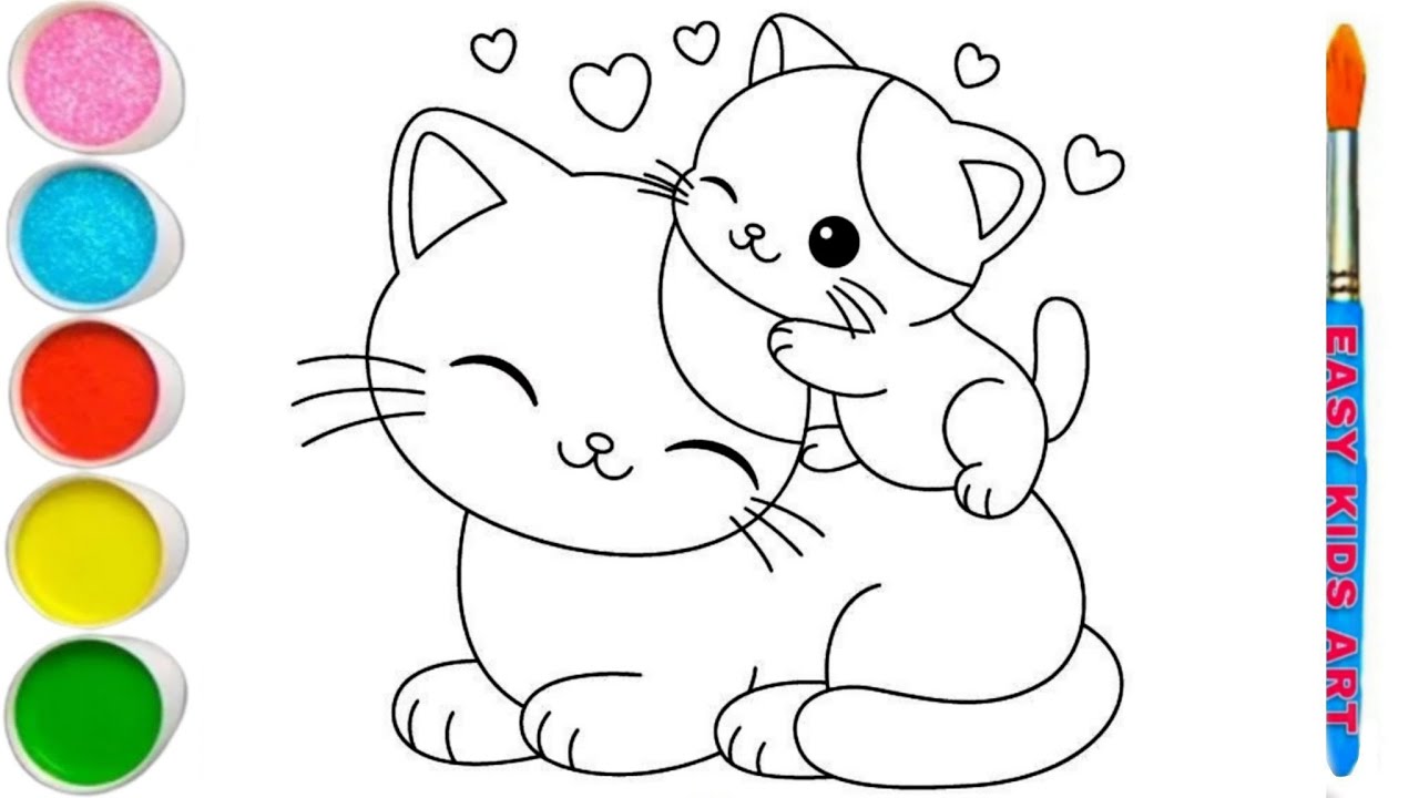Baby Cat | Drawing and Coloring For Kids Easy Step-by-Step - YouTube