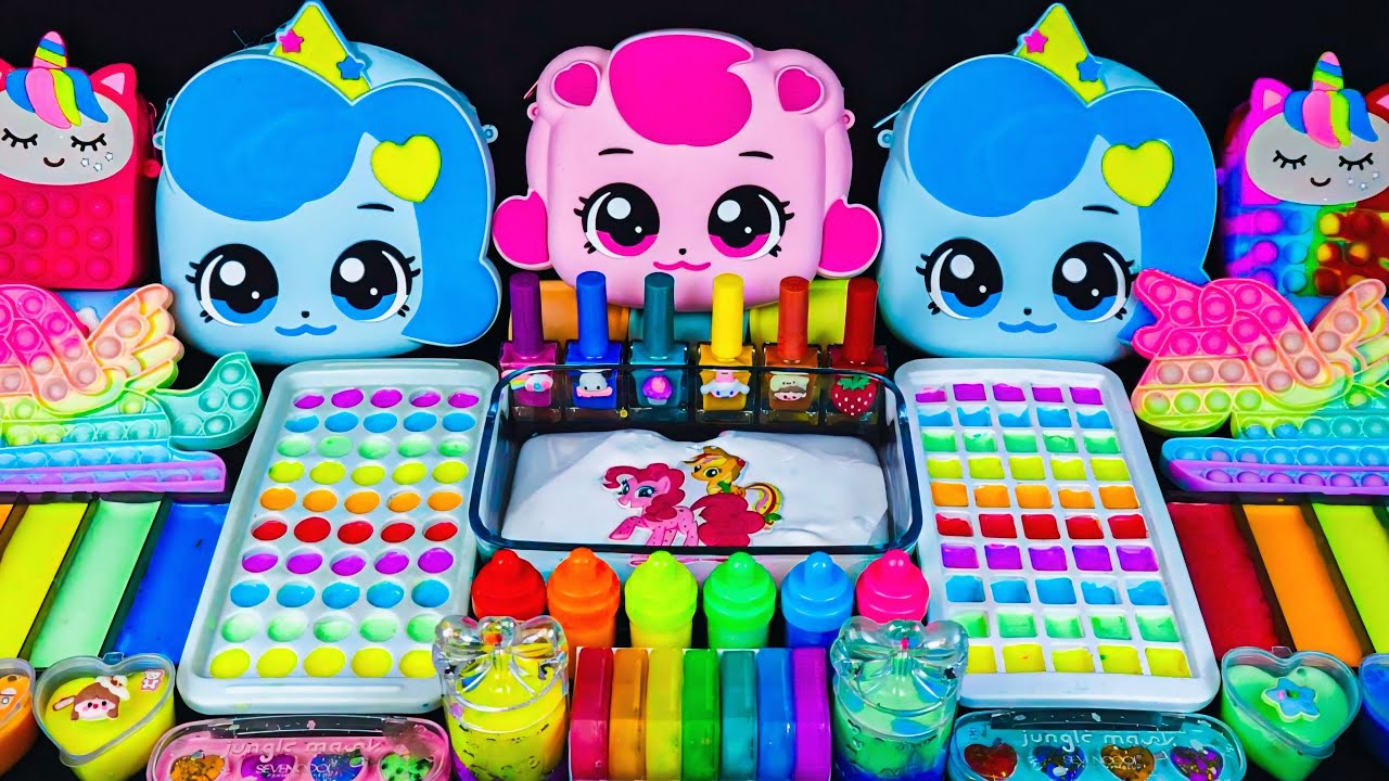UNICORN Slime Mixing random with Rainbow Slime Satisfying Slime Videos ...