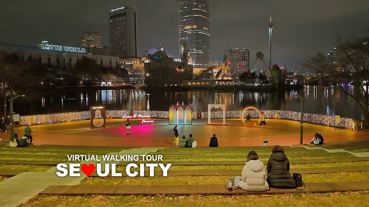 Seoul Evening Walk, Jamsil Seokchon Lake, South Korea, Travel, 4K - YouTube