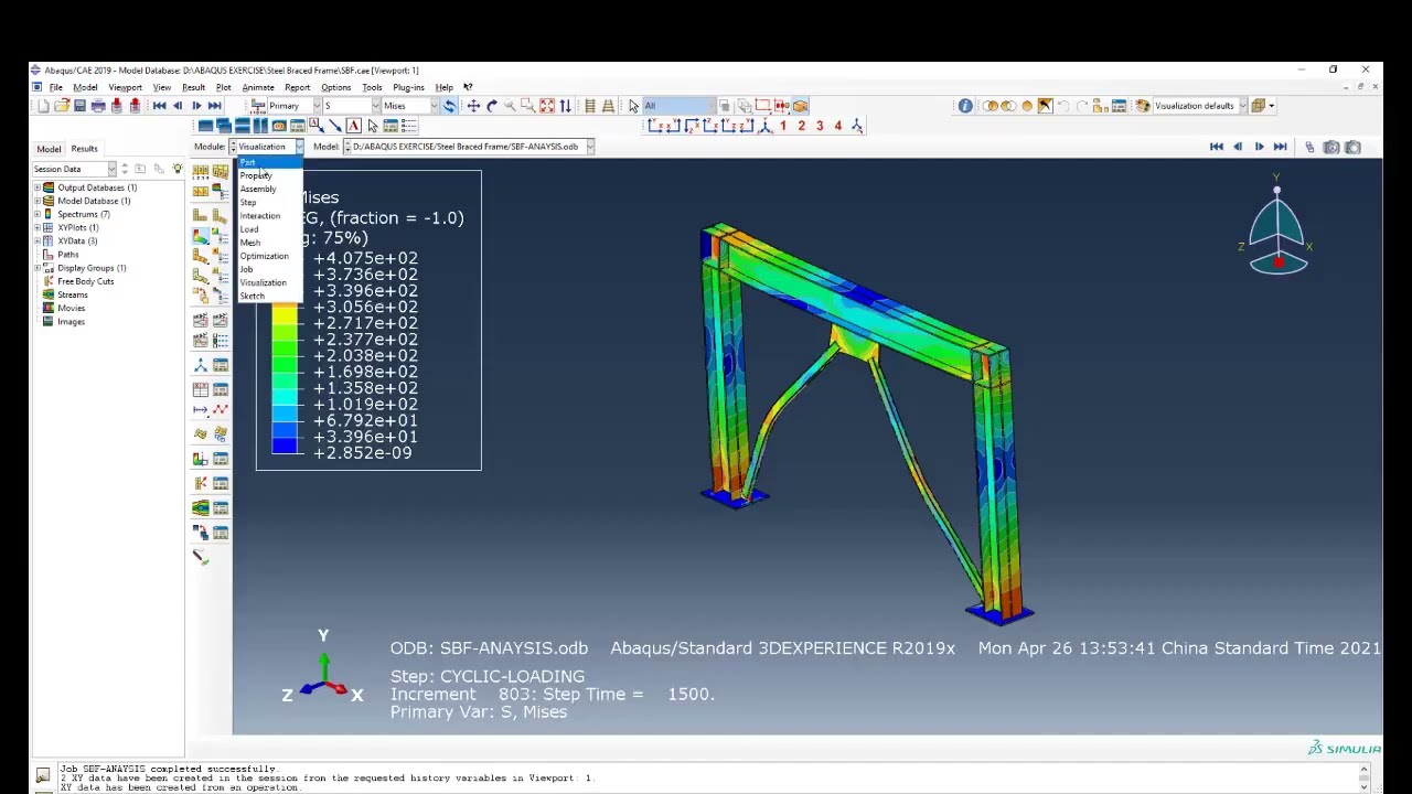 ABAQUS tutorial ; Steel braced frame modeling and analysis under the cyclic loading - YouTube
