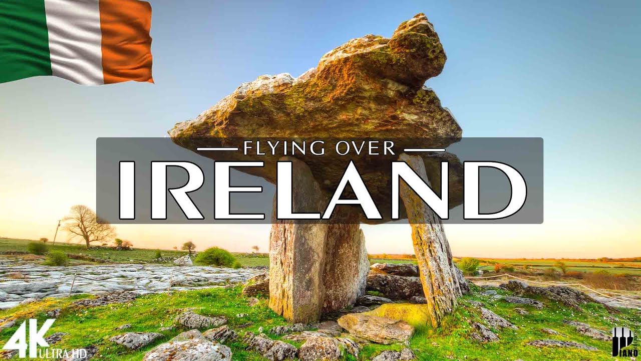 FLYING OVER IRELAND (4K UHD) - Relaxing Music Along With Beautiful ...