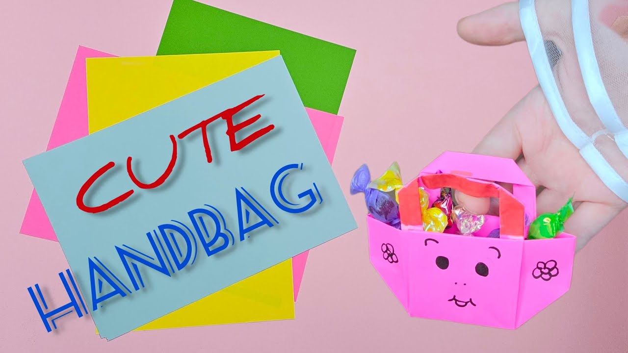 Origami handbag tutorial : How to make paper handbag with handles - YouTube