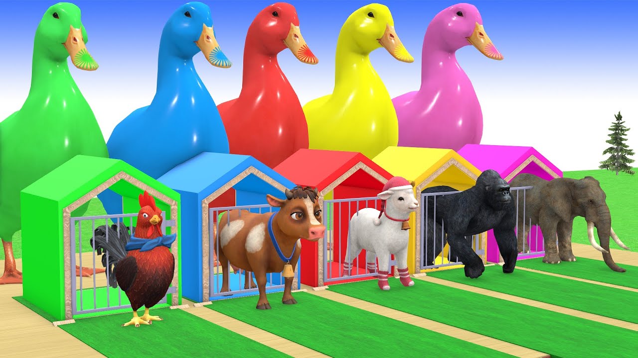 5 Giant Duck Paint Animal Cartoon Tiger, Minion, Buffalo, Fountain ...