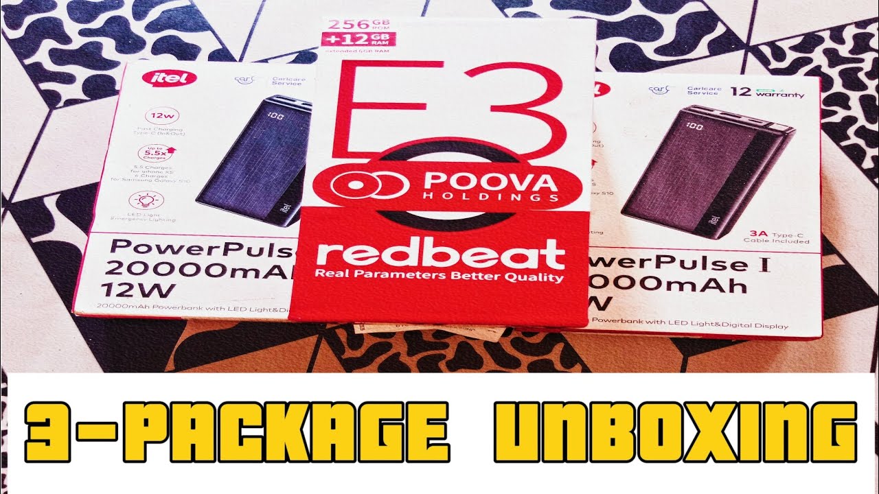 Redbeat E3 Smartphone Unboxing Video + itel power Bank, 120W charger ...