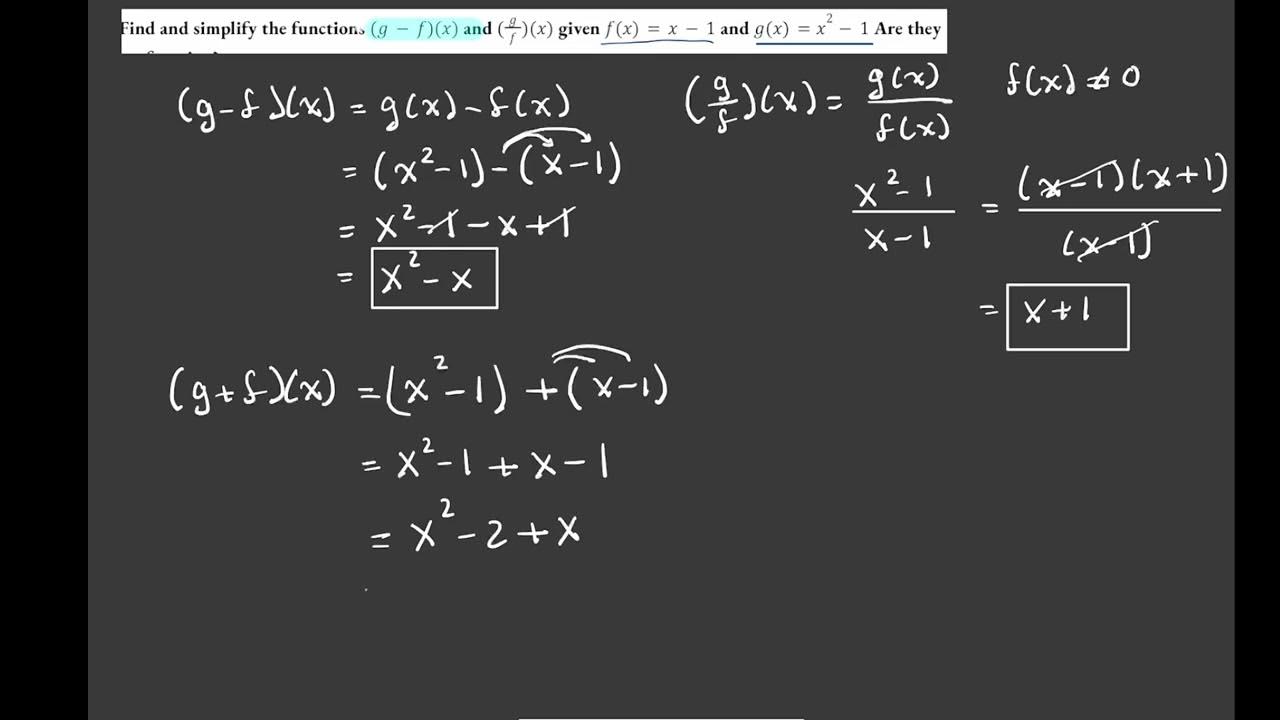 Combining Functions Using Algebraic Operations | My Math Professors Help - YouTube