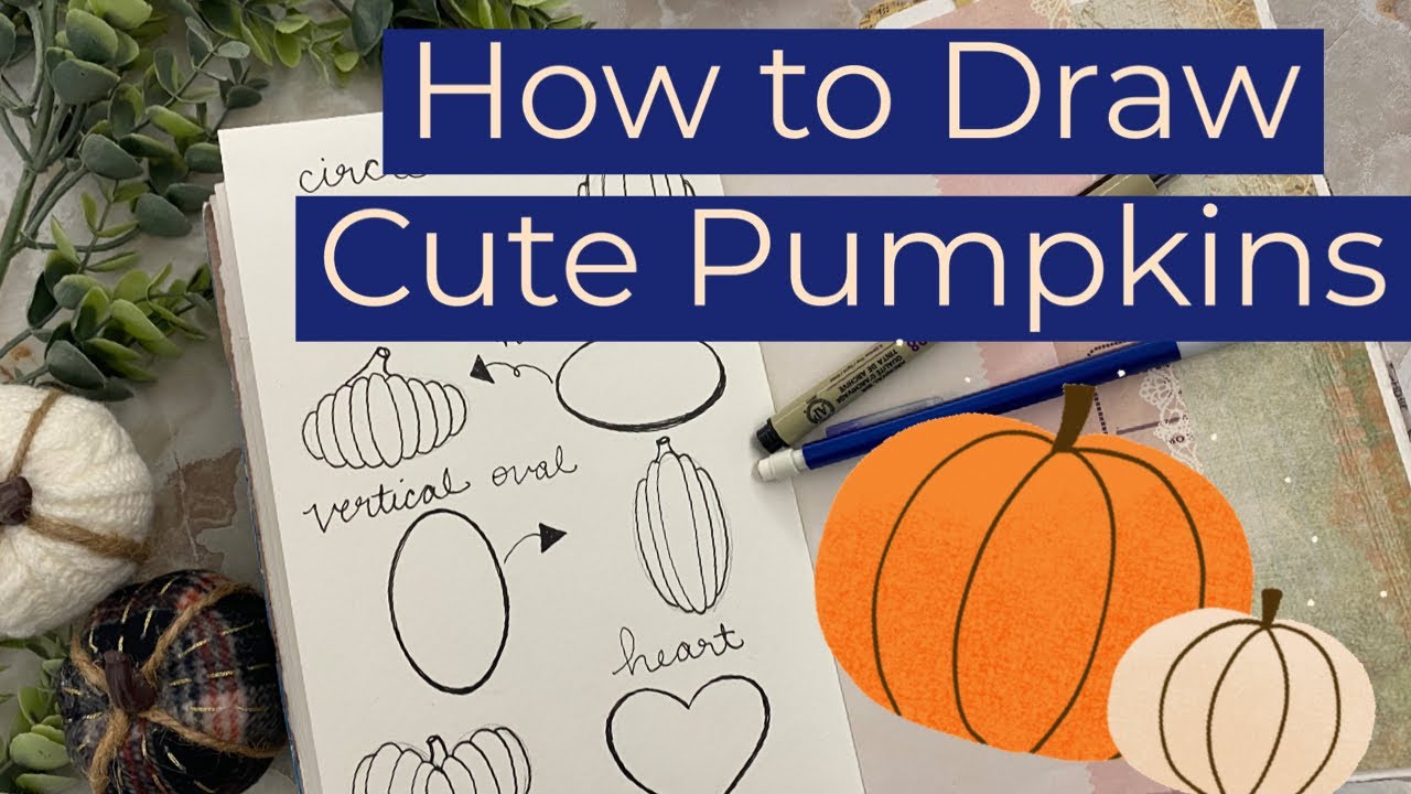 How to Draw Cute Pumpkins Using Basic Shapes, Circle Family - YouTube
