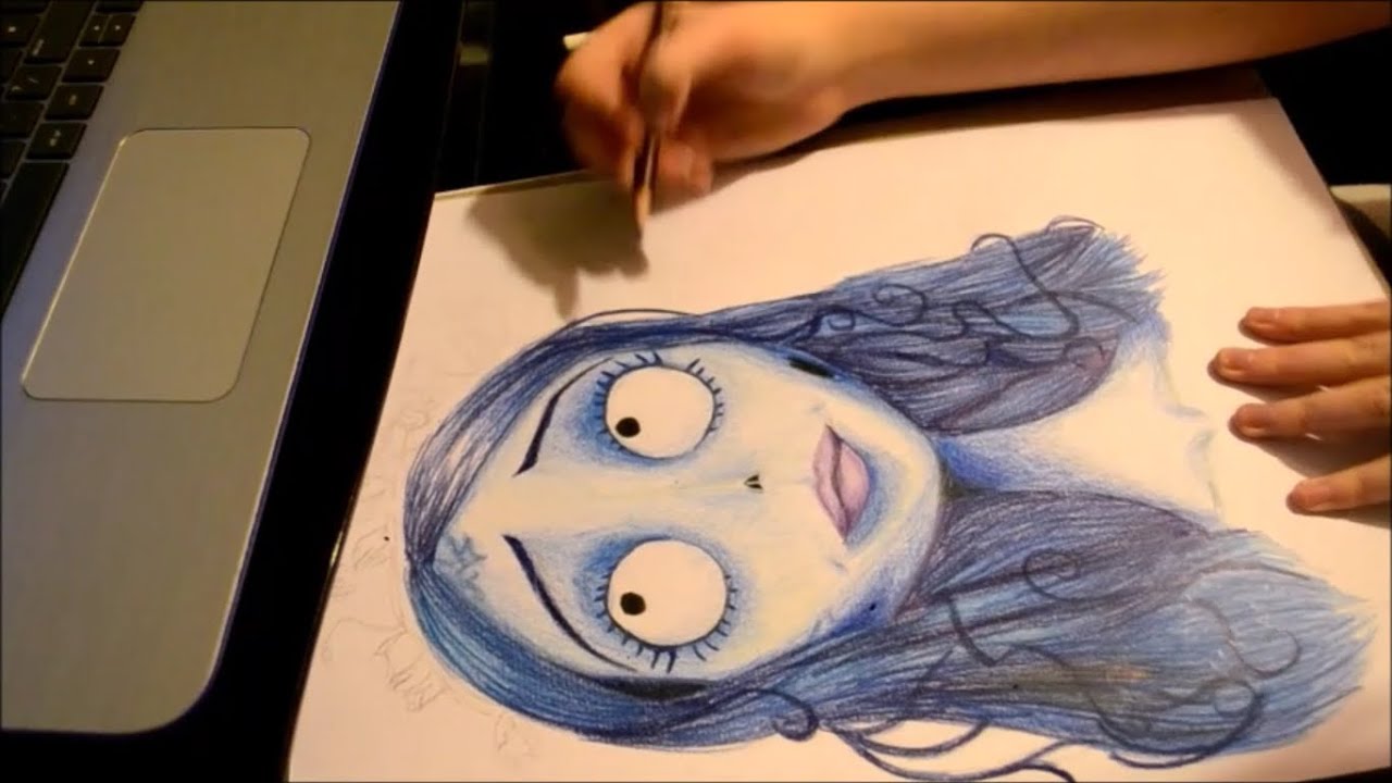 Corpse Bride Colour Pencil Speed Draw - YouTube