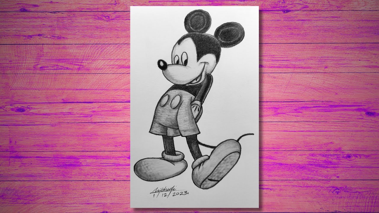 How To Draw Mickey Mouse | Graphite Pencil ️ Drawing Timelapse | Easy ...
