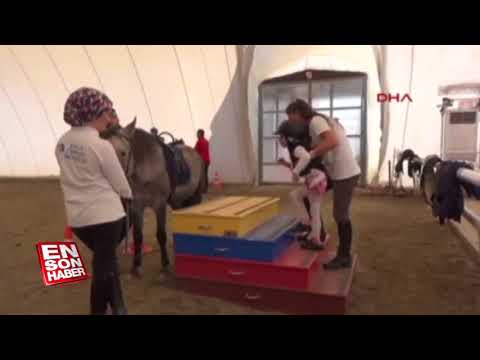 Spastik çocuklara atla terapi - YouTube