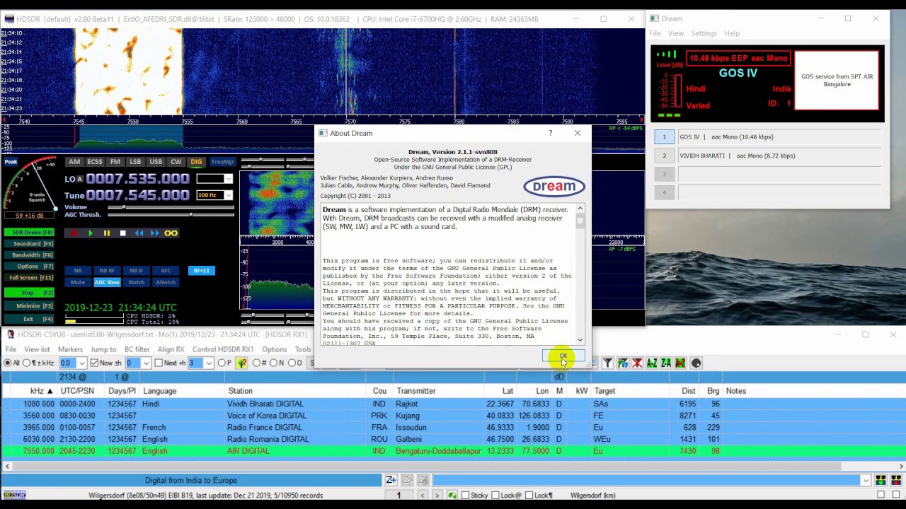 A nice DX and decode of DRM (Digital Radio Mondiale) with DREAM - YouTube