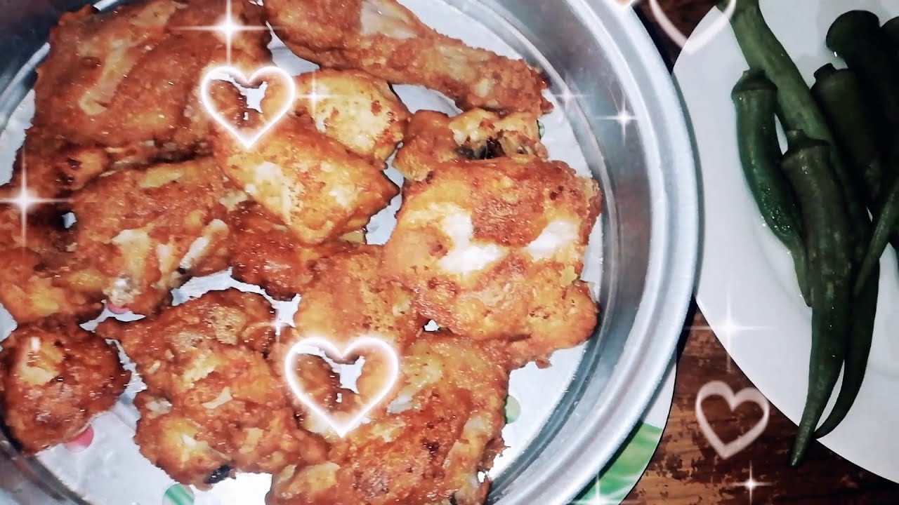 fried chicken and boiled okra| ulam of the day| mikaella laxamana - YouTube