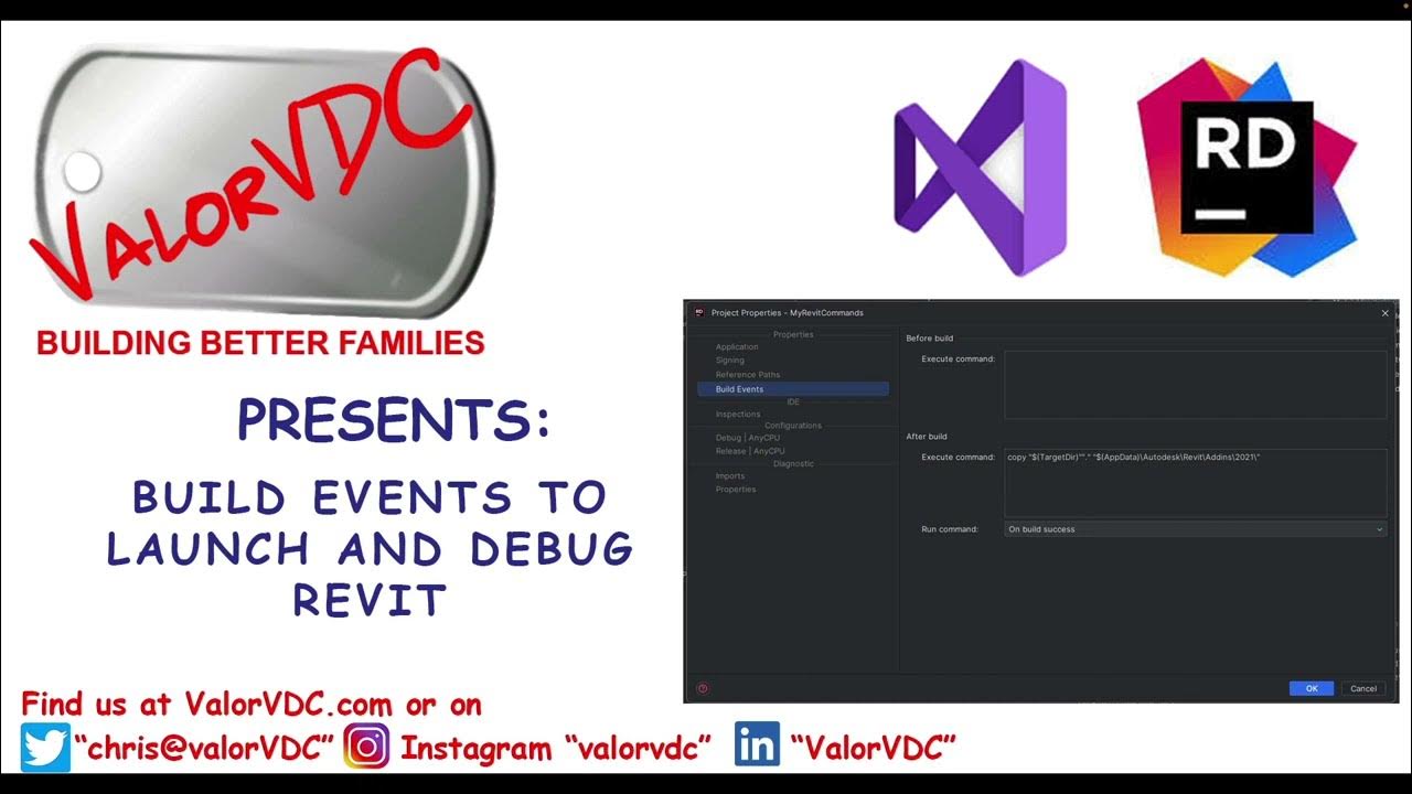 Build Events to Debug Revit while using Rider or Visual Studio - YouTube