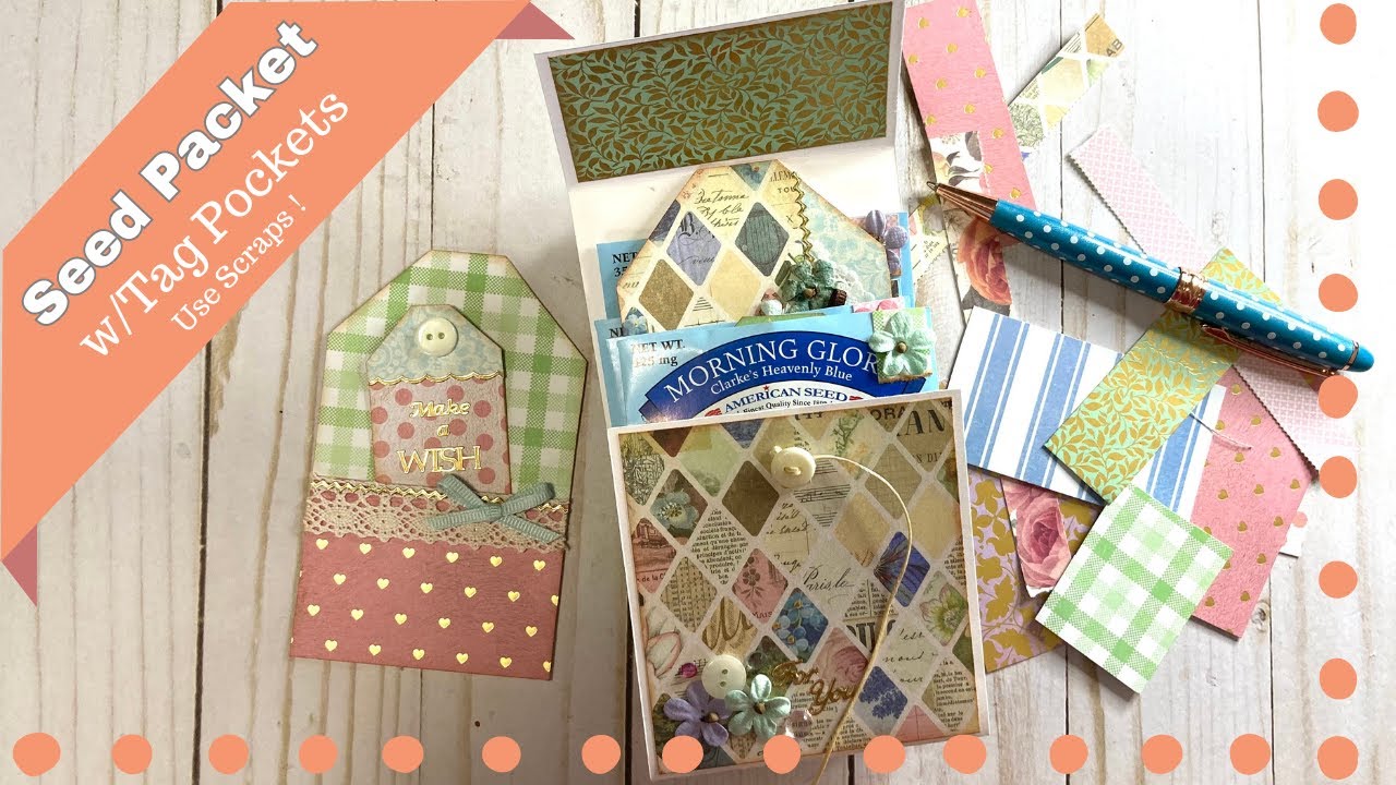 Recycling Seed Packet With Tag Pockets - Use Your Scraps! (give away ended) - YouTube