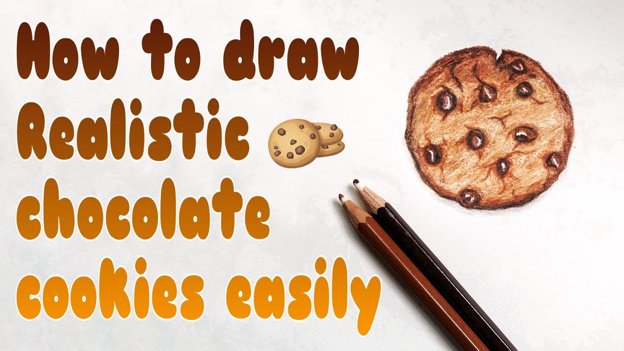 How to draw realistic chocolate cookies 🍪 || Chocolate cookies drawing ...