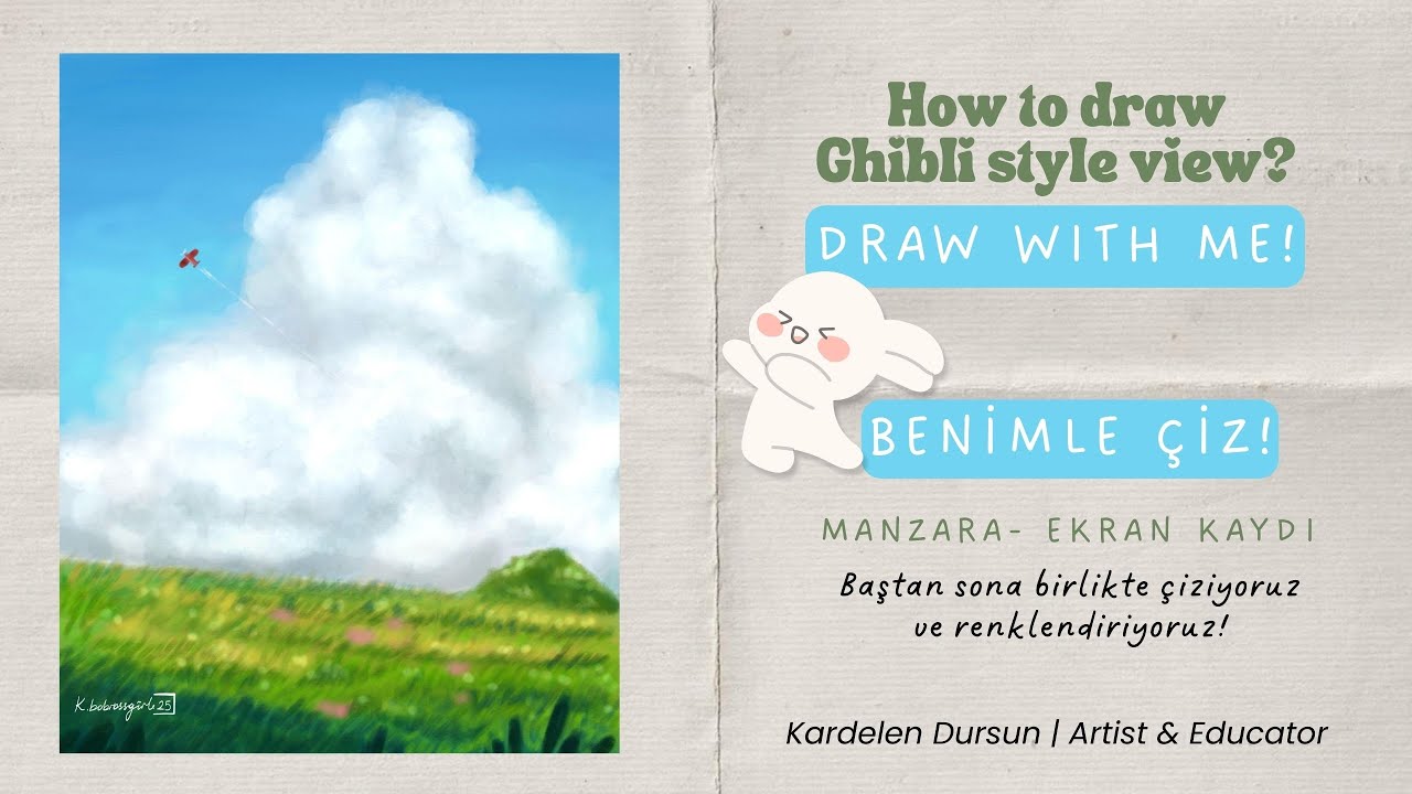 How to draw a Ghibli style landscape? | Step By Step Draw with Me ...