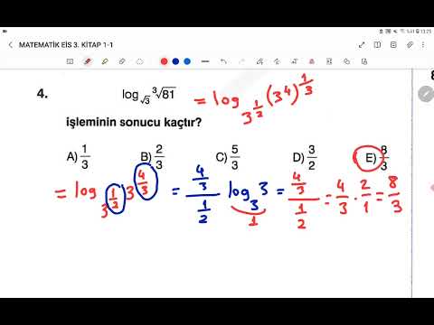 EİS YAYINLARI MAVİ SET LOGARİTMA-2 KAVRAMA TESTİ ÇÖZÜMLERİ