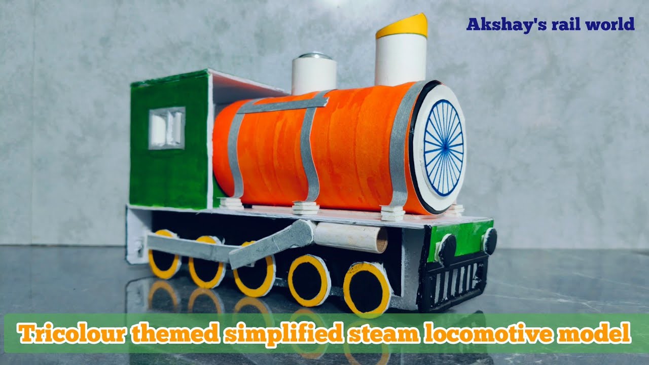 Let's make a creative tricolour themed simplified steam locomotive ...