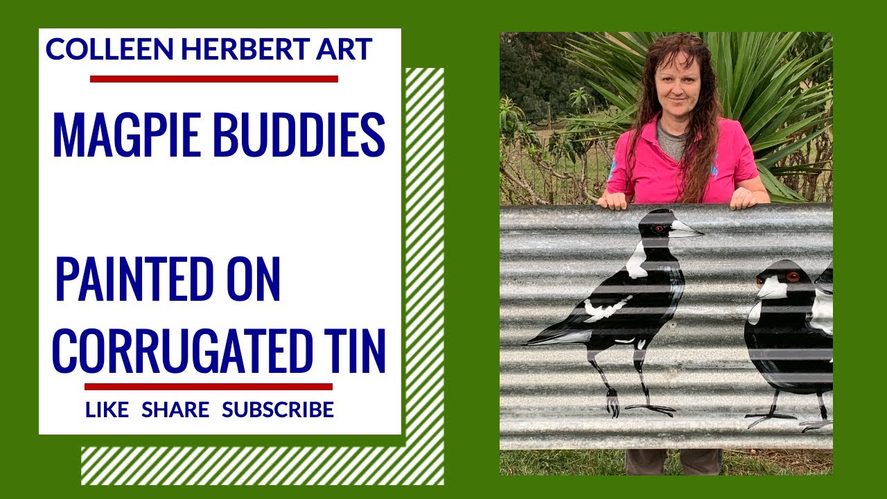 MAGPIE BUDDIES TIN PAINTING - YouTube