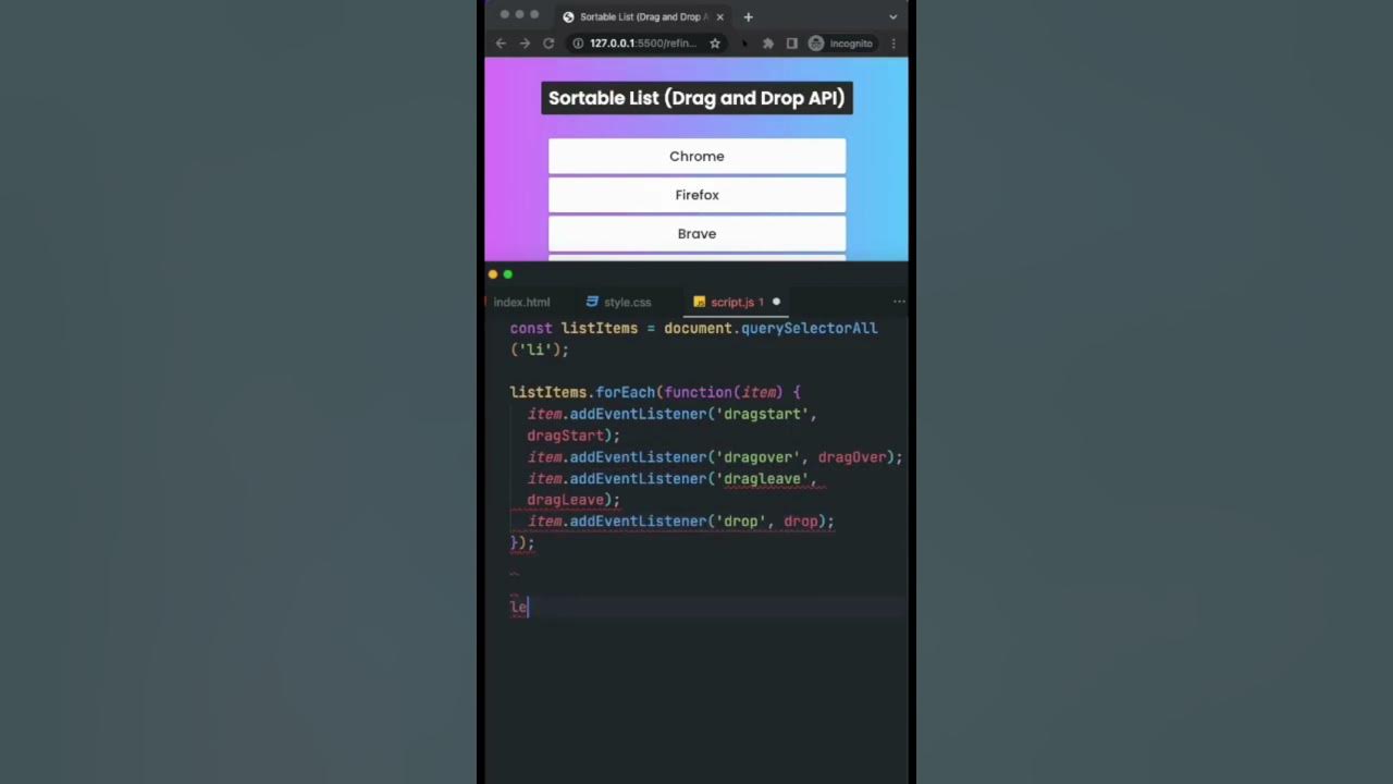 Sortable List Drag and Drop API #JS - YouTube