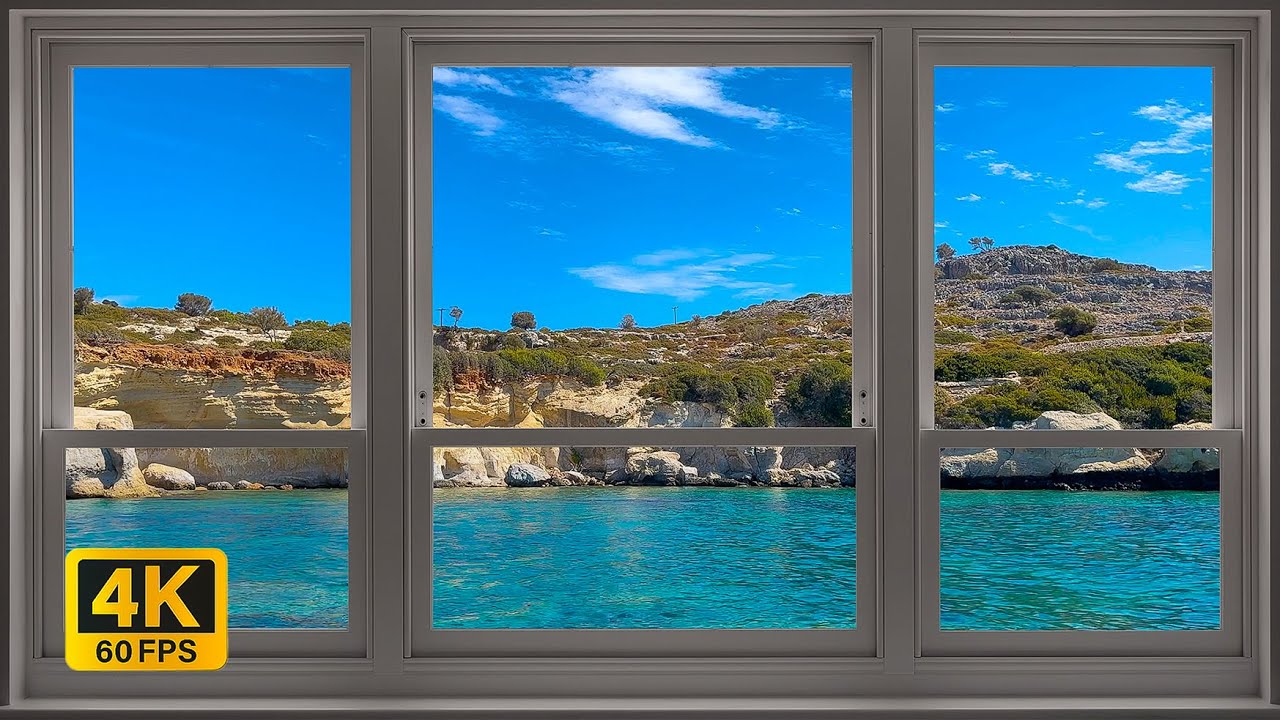 4K Greece beach window view - Relaxing, Calming, Ambience - YouTube