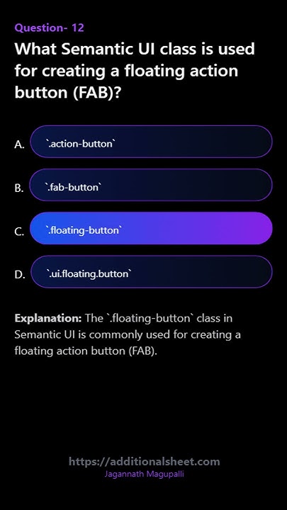 What Semantic UI class is used for creating a floating action button FAB #semanticui - YouTube