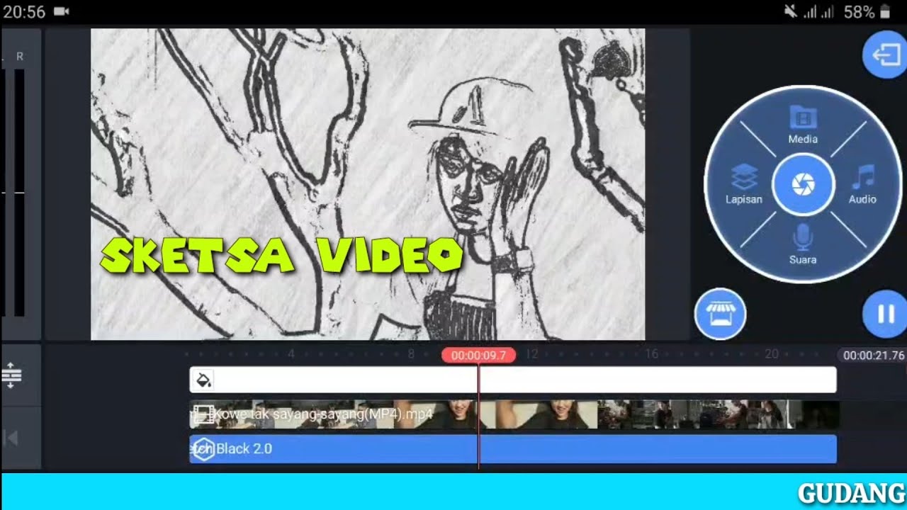 Cara membuat sketsa video di android || Tutorial kinemaster pemula ...