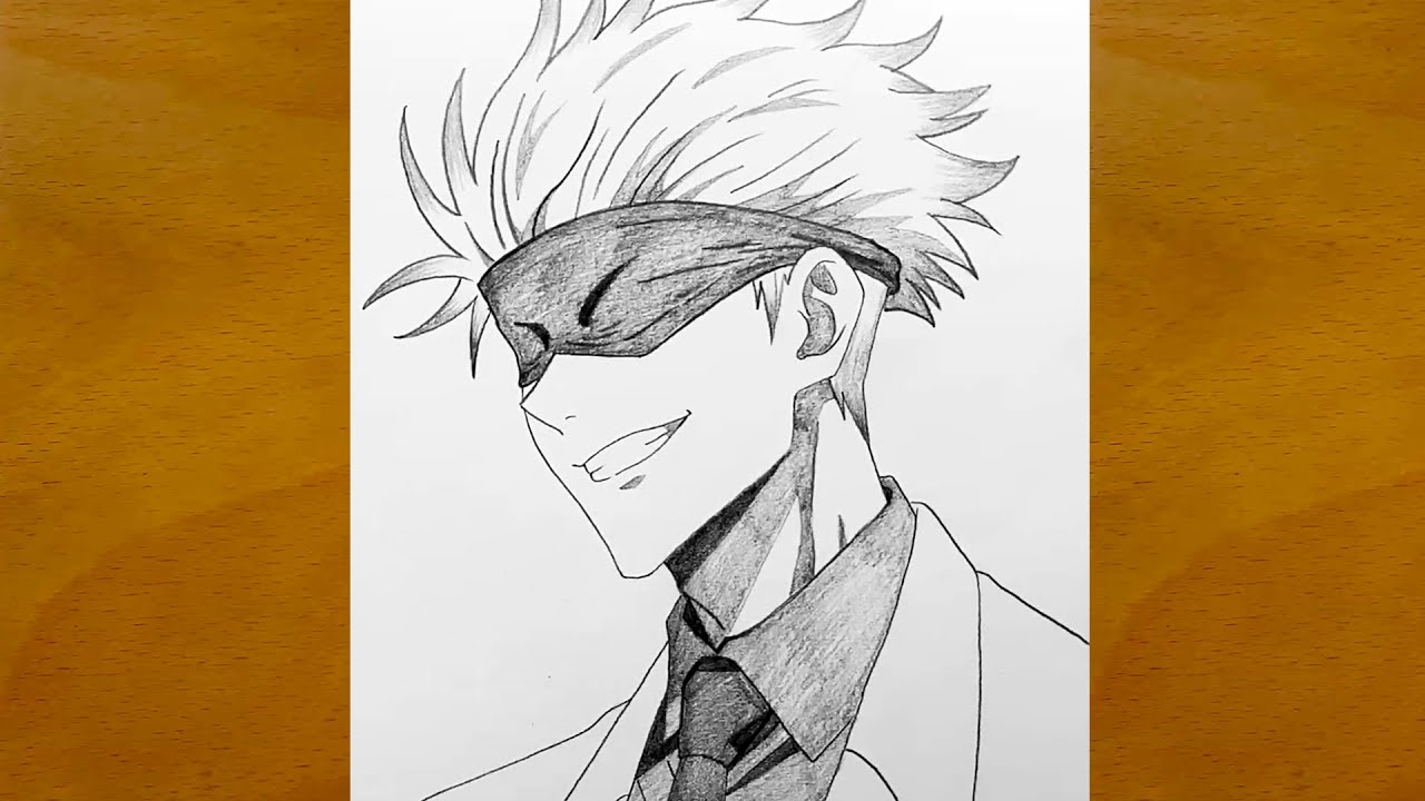 How to Draw Gojo Satoru from Jujutsu Kaisen || Easy Anime Drawing ...