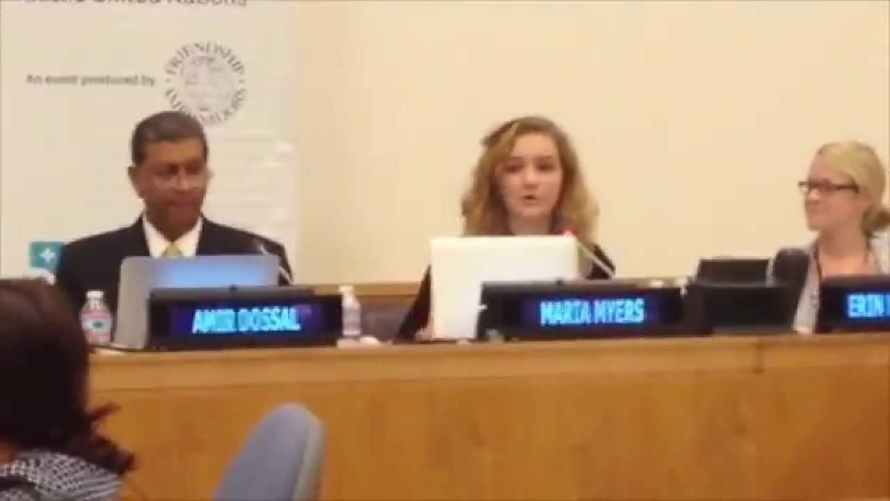 Maria Myers (Pretty Purposeful founder) speaking at the UN Youth ...