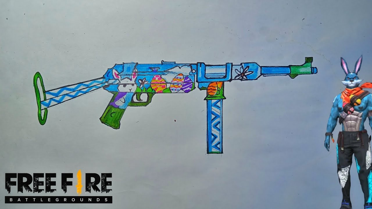 Turning Bunny MP40 Into Real Life Art – Free Fire Drawing - YouTube