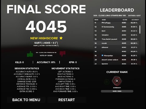 Aimbeast Ranked Score - Close Long Strafes INV 180 - YouTube
