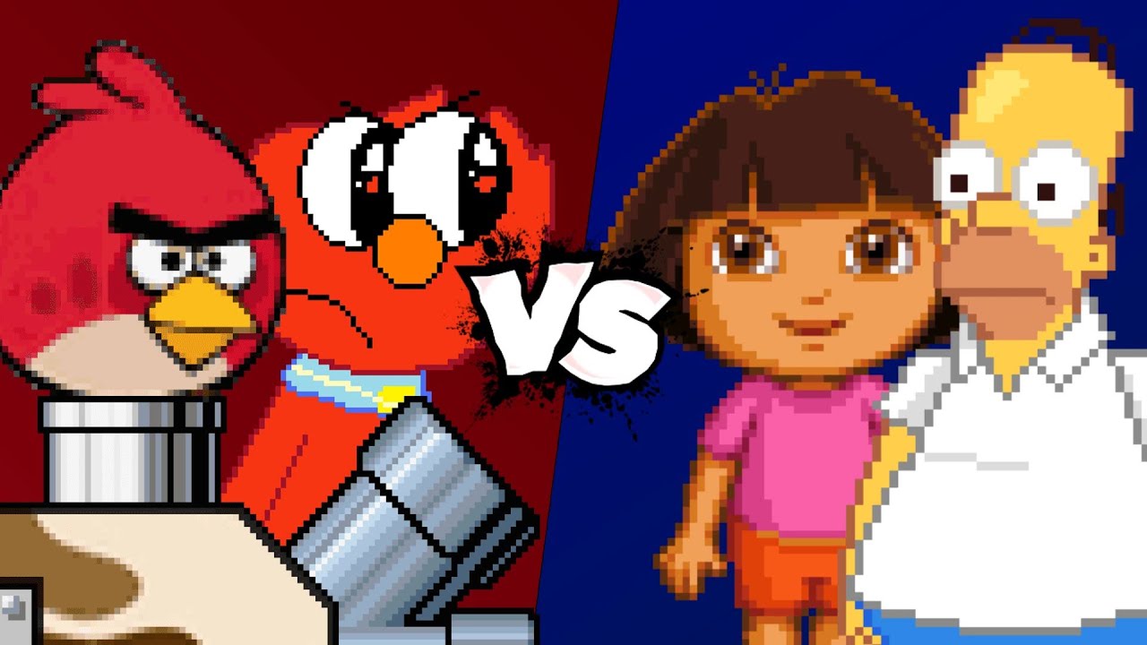 MUGEN Battle - Elmo/Angry Birds Tank vs Homer Simpson/Dora - YouTube